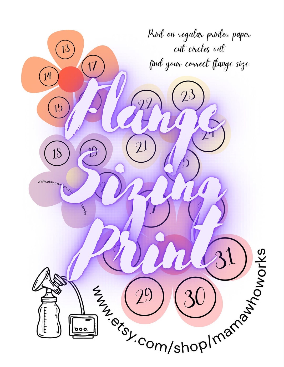 Floral Digital Flange Ruler Breast Feeding/ Pumping Tool - Etsy