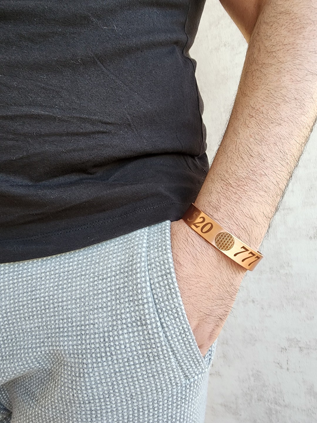 Personalized Number Sequence Bracelet, Unisex Copper Cuff Bracelet ...