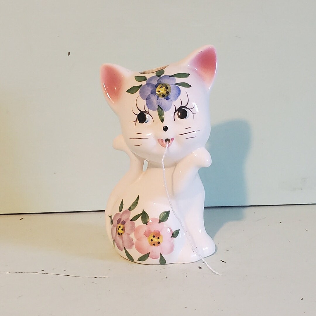 Vintage Cat String Holder. Flower Design - Etsy