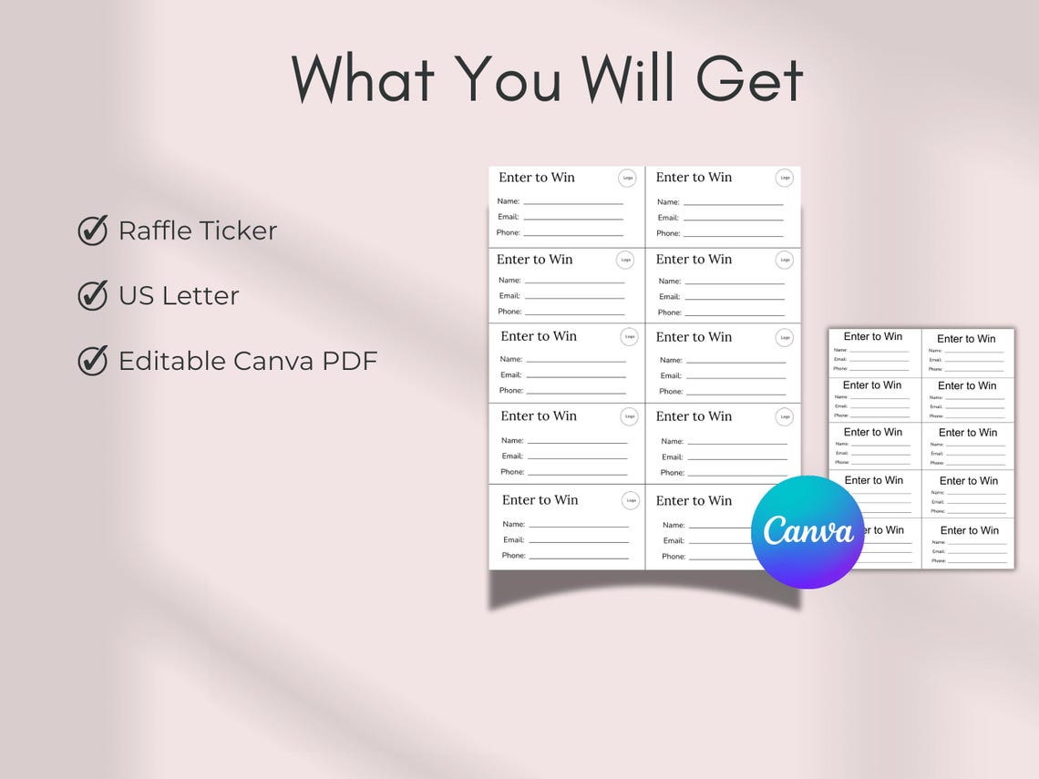 Editable Raffle Ticket Template, Enter to Win Tickets, Raffle Entry ...