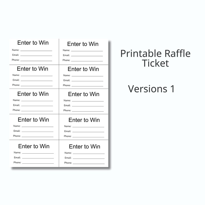 Editable Raffle Ticket Template, Enter to Win Tickets, Raffle Entry Form, Event Tickets ...