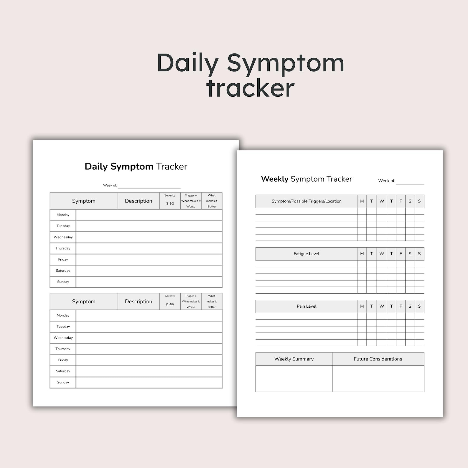 Editable Symptom Tracker Template, Daily Health Log (printable) - Etsy