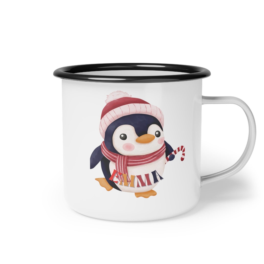 Personalized Enamel Mug Penguin Mug Custom Name Coffe Mug - Etsy