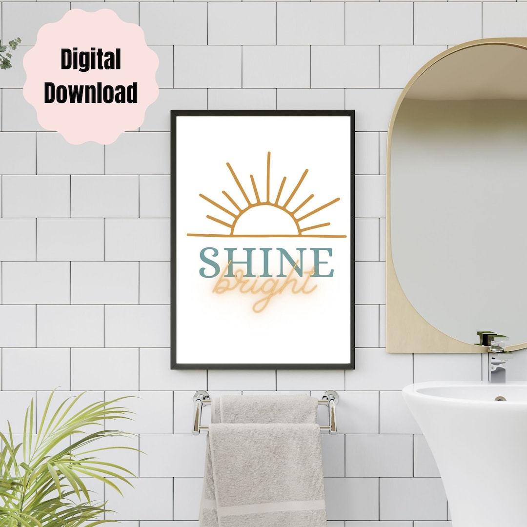 Shine Bright Sunshine Motivational Printable Wall Art | Cute Sun Fun ...