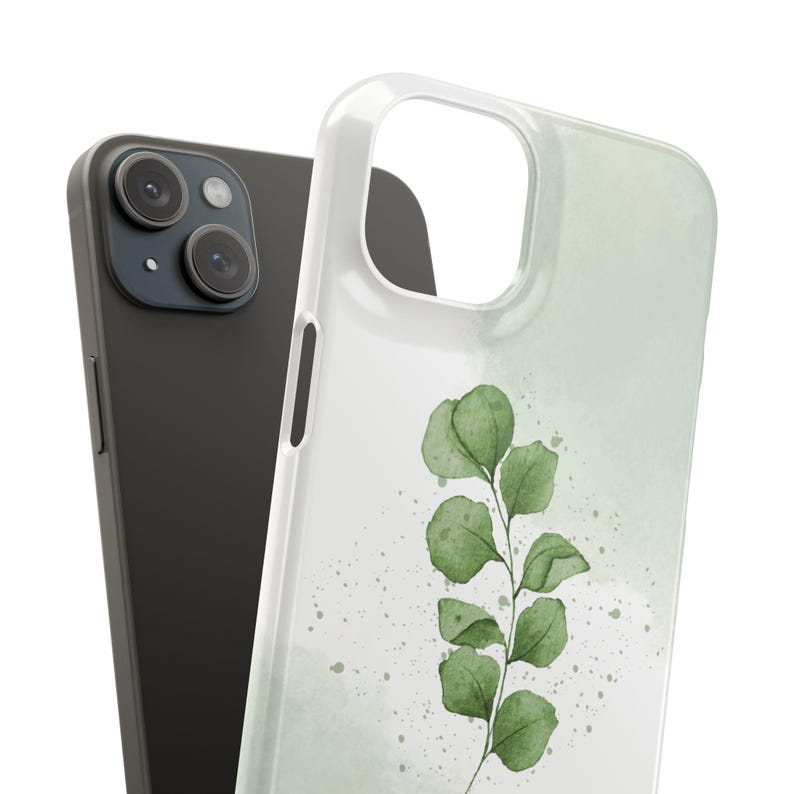 Cute Minimalist Green Plant Leaves iPhone Case Retro Preppy Aesthetic ...