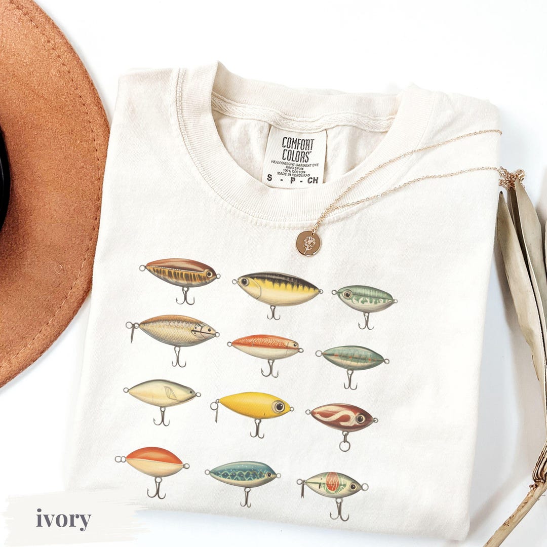 Vintage Looking Fishing Lure T-shirt Retro Style Illustration Fisherman ...