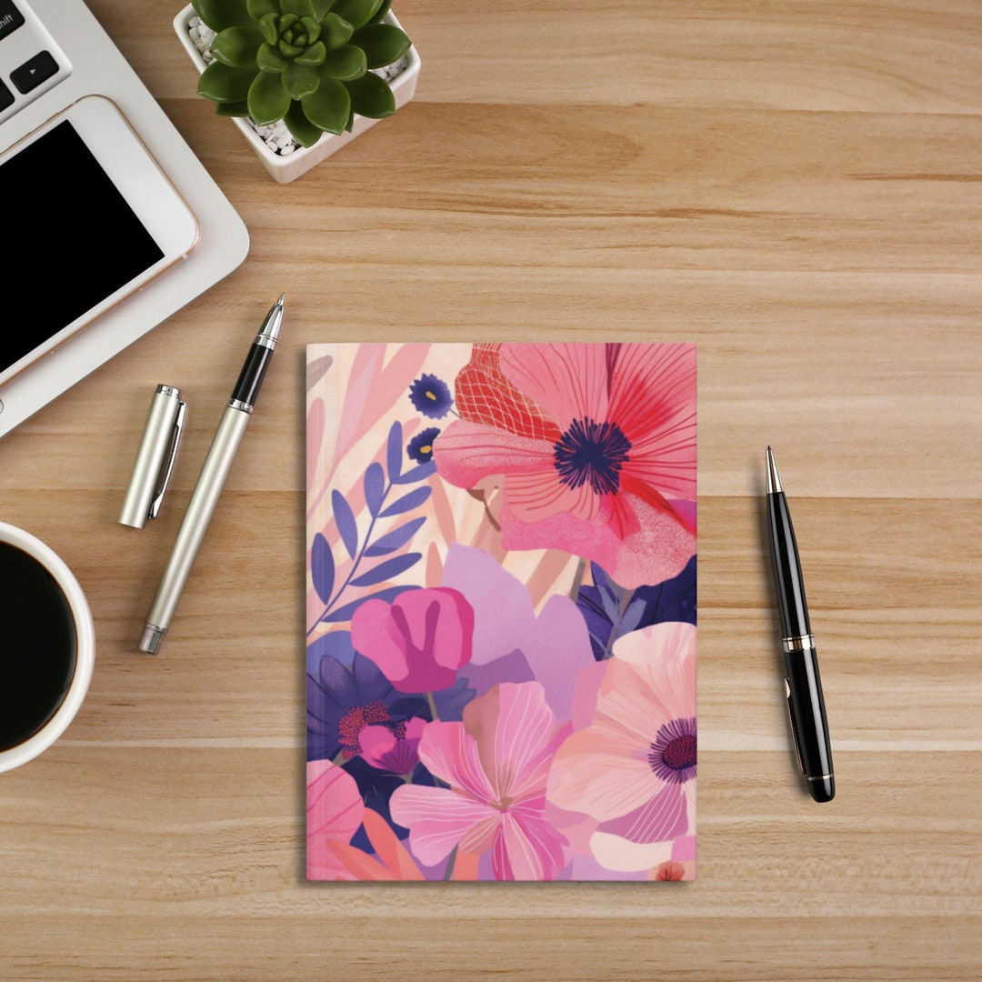 Floral Hardcover Journal for Writing and Sketching // Pink Pressed ...