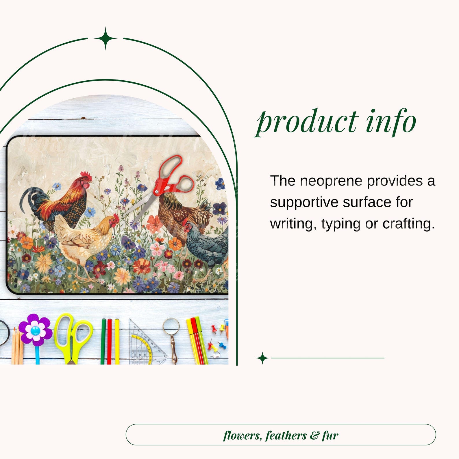 Chicken Desk Mat Office Art Farm Animal Mouse Pad Office Work ...