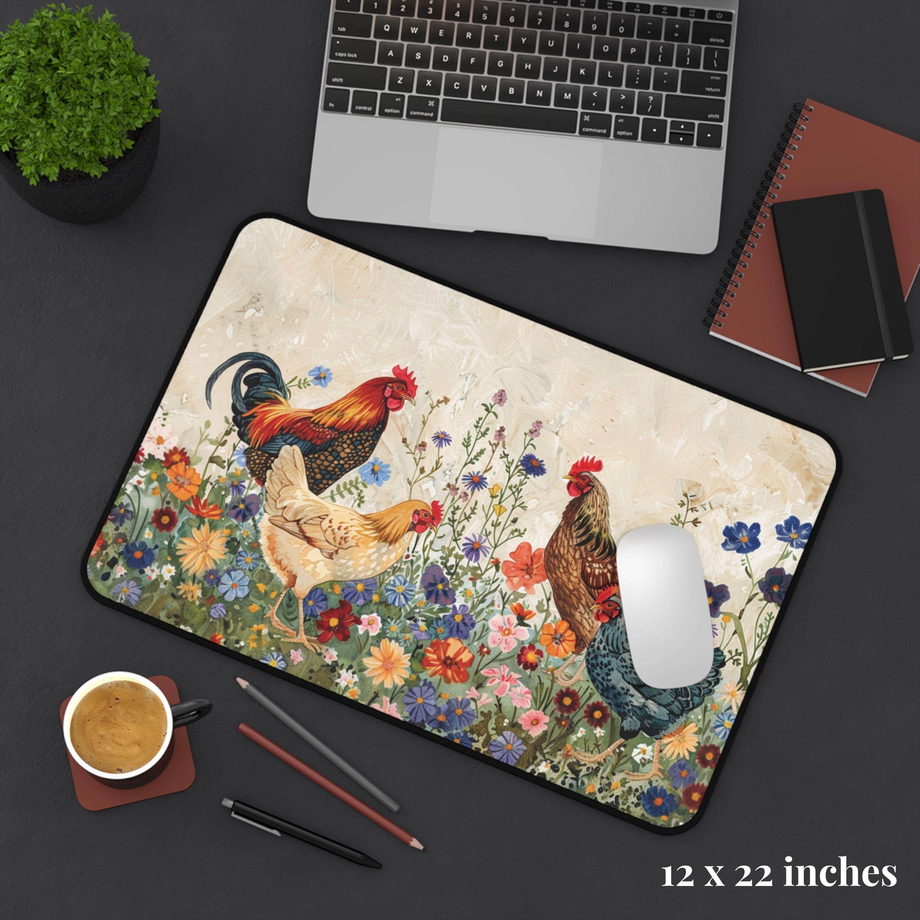 Chicken Desk Mat Office Art Farm Animal Mouse Pad Office Work ...