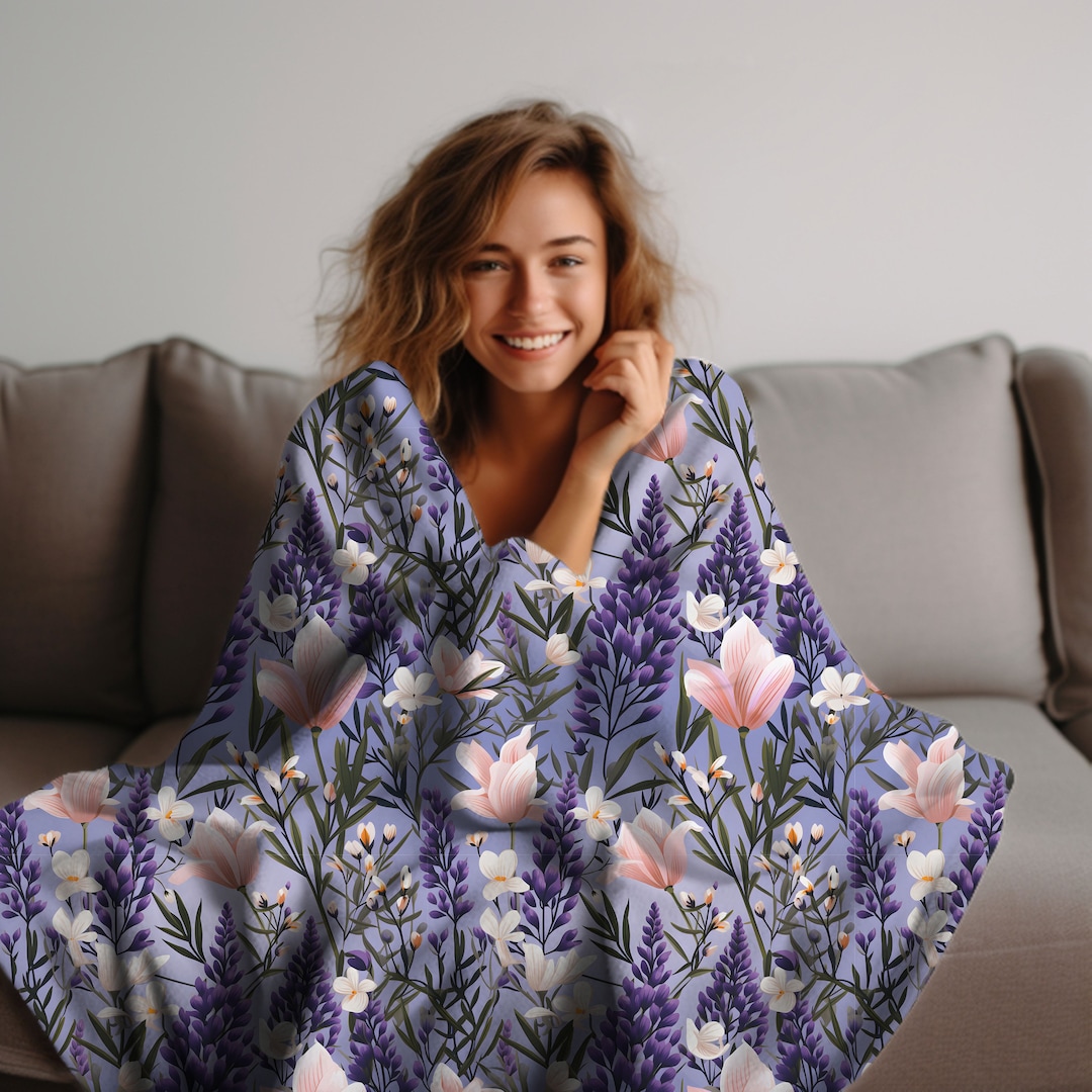 Purple Floral Throw Blanket // Nature-inspired Wildflowers Sherpa ...
