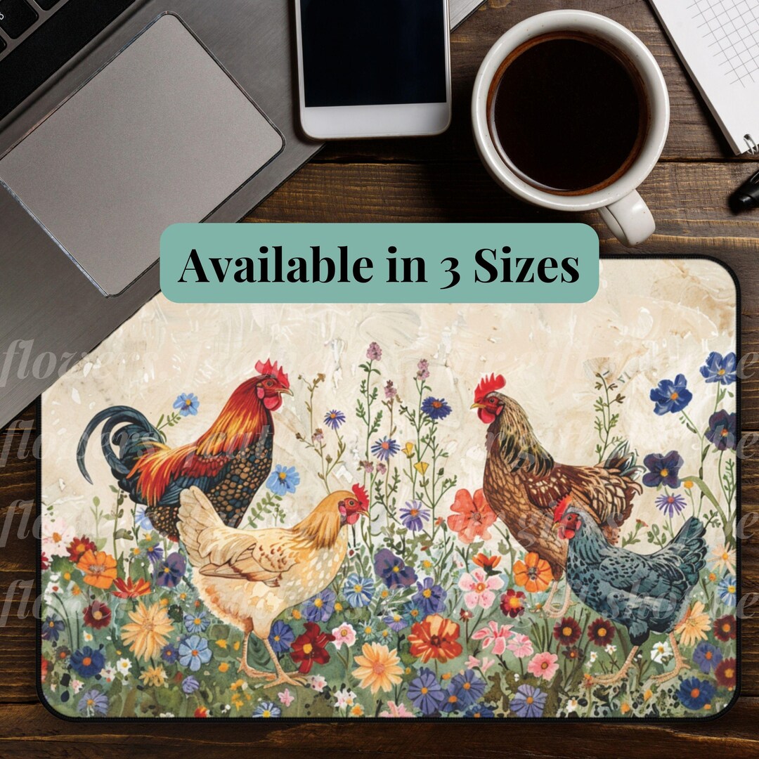 Chicken Desk Mat Office Art Farm Animal Mouse Pad Office Work ...