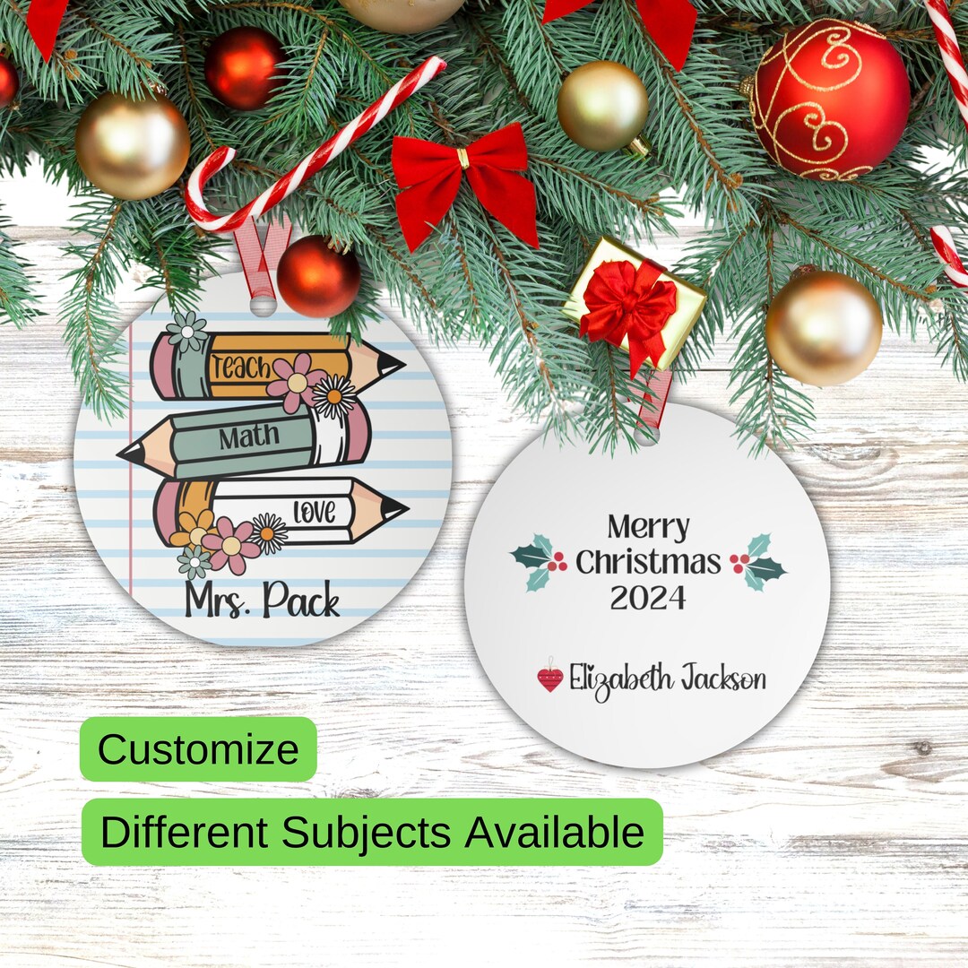 Personalized Math Teacher Christmas Ornament // Xmas Gift for Teacher ...