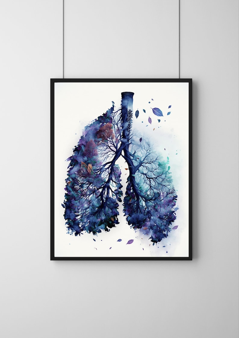 Purple Lungs Watercolor Poster: Tree Leaves Fusion (digital Download ...