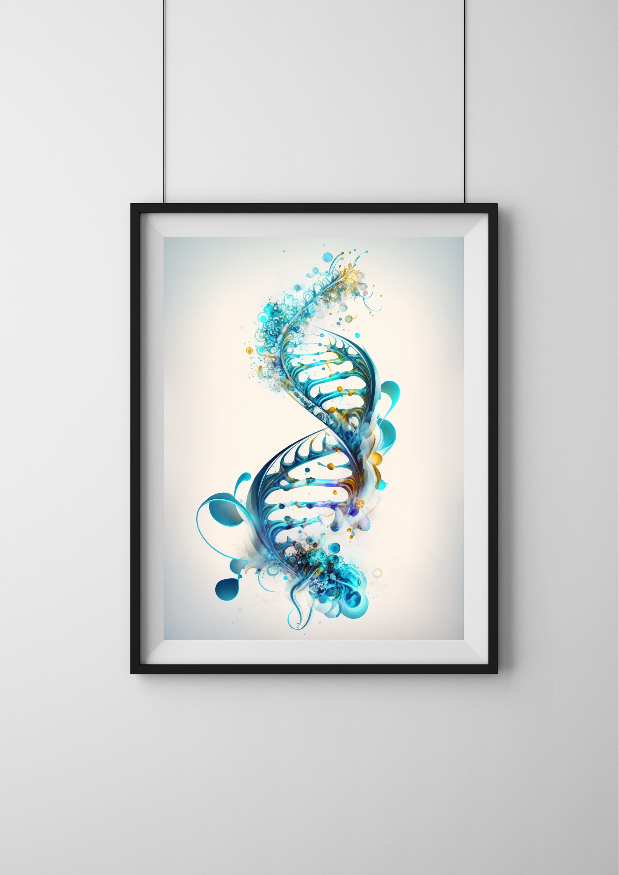 Blue DNA Art: Vibrant Watercolor Print - Perfect for Science Lovers ...