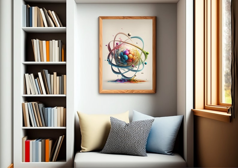 Bohr Atom Model Watercolor Poster: Science Art Print (digital Download ...