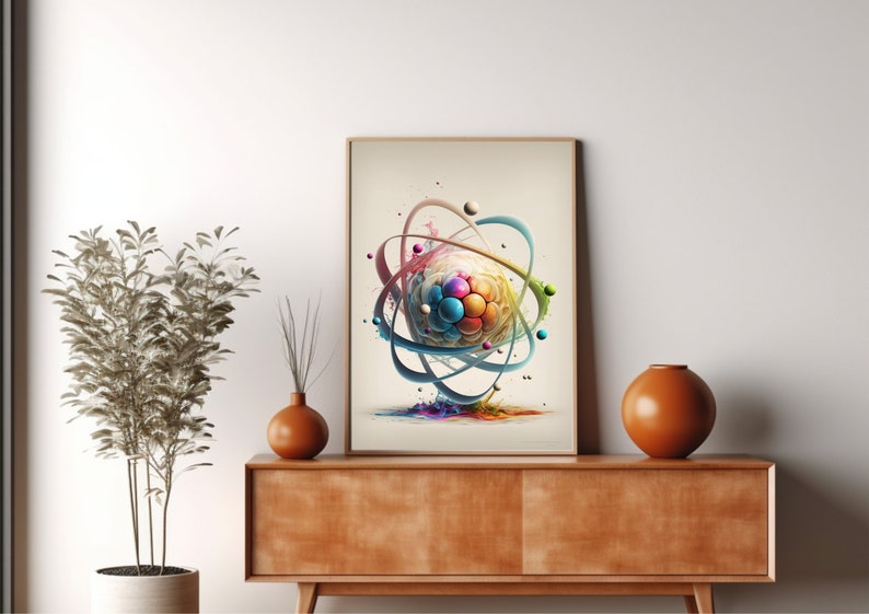 Bohr Atom Model Watercolor Poster: Science Art Print (digital Download ...
