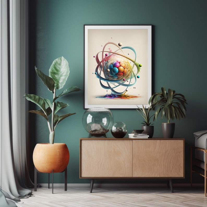Bohr Atom Model Watercolor Poster: Science Art Print (digital Download ...