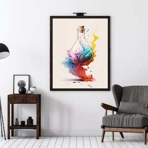 Artistic Chemistry Tube Watercolor Splash Poster - Creative Digital Art ...