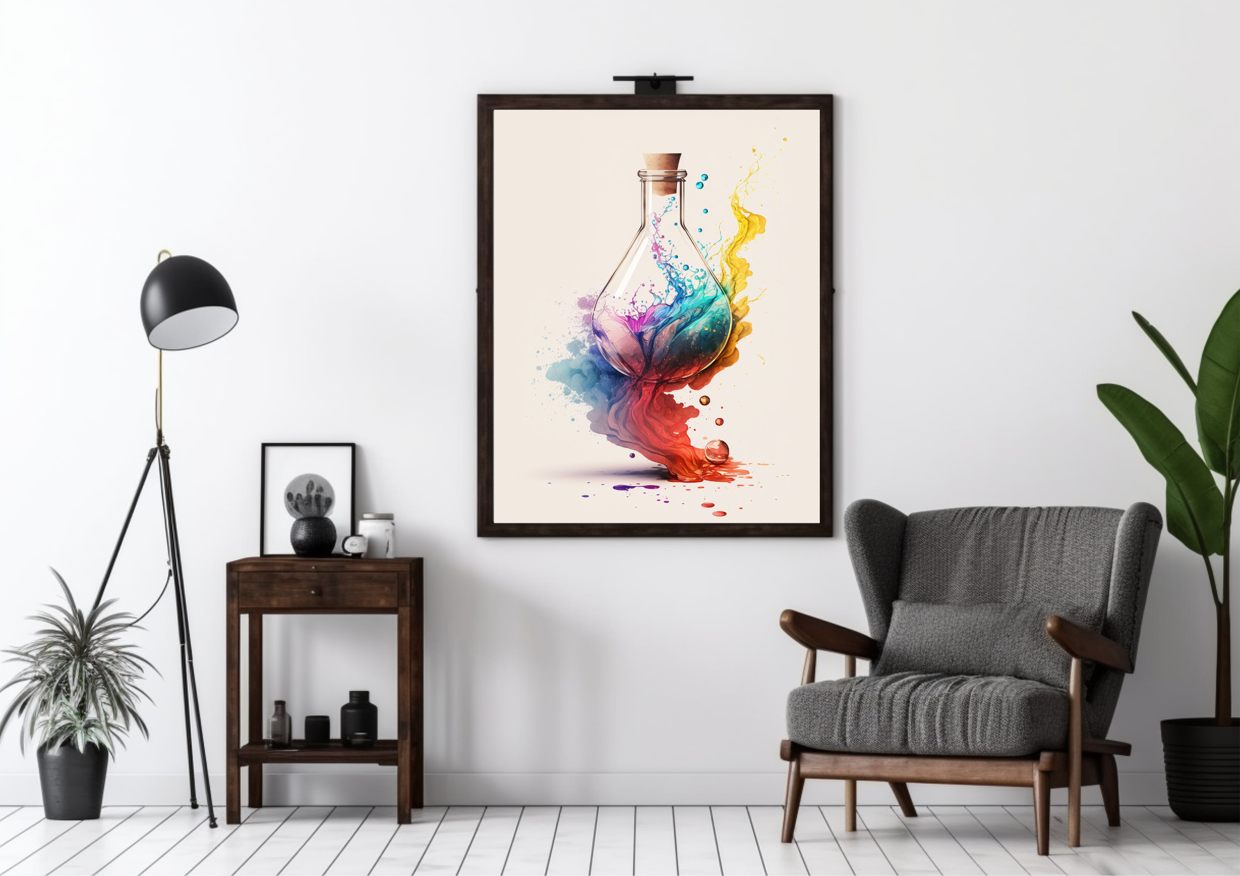 Artistic Chemistry Tube Watercolor Splash Poster - Creative Digital Art ...