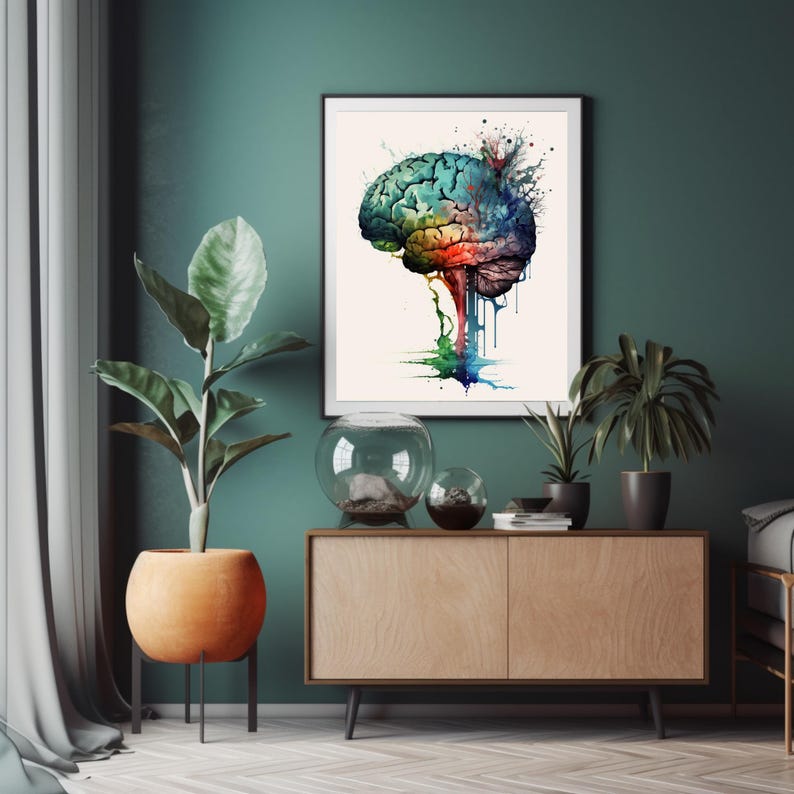 Exquisite Watercolor Human Brain Poster - Artistic Neuroscience Digital ...
