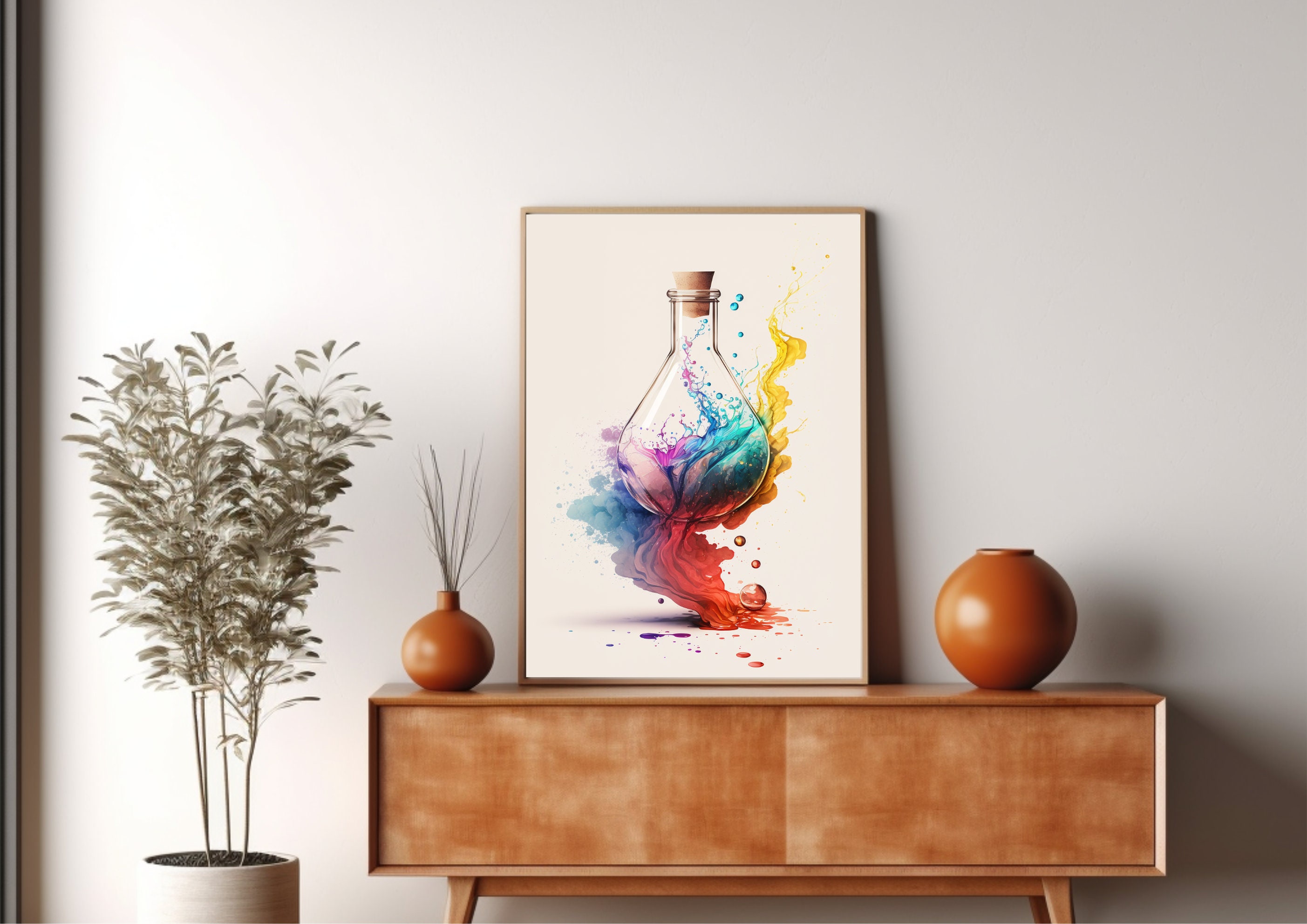 Artistic Chemistry Tube Watercolor Splash Poster - Creative Digital Art ...