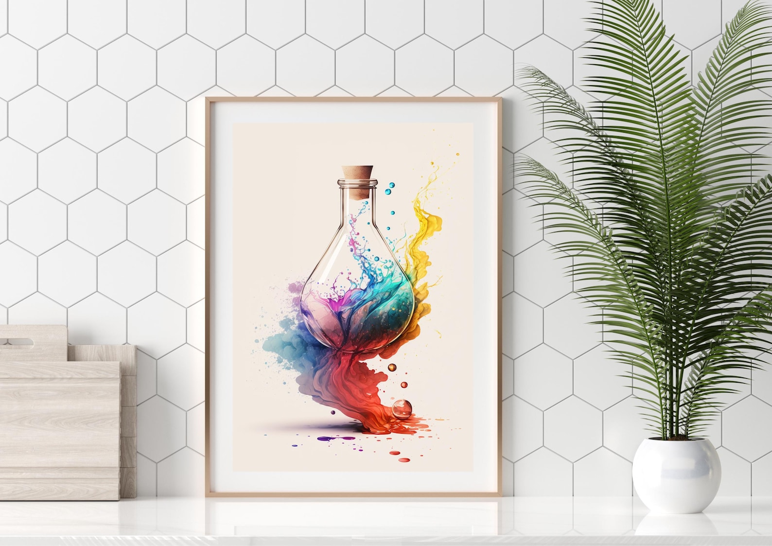 Artistic Chemistry Tube Watercolor Splash Poster - Creative Digital Art ...