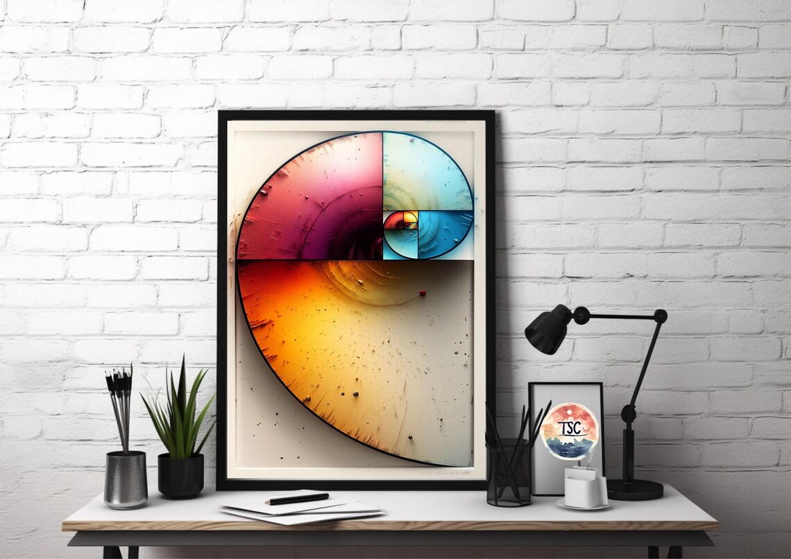 Golden Ratio Sign Art Print, AI Generated Abstract Wall Decor, Colorful ...