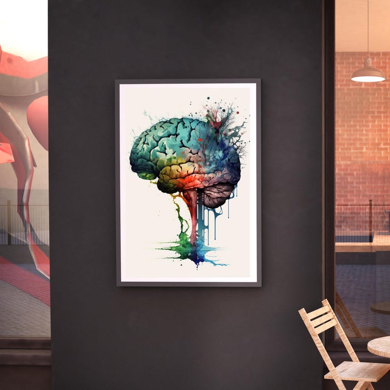 Exquisite Watercolor Human Brain Poster - Artistic Neuroscience Digital ...