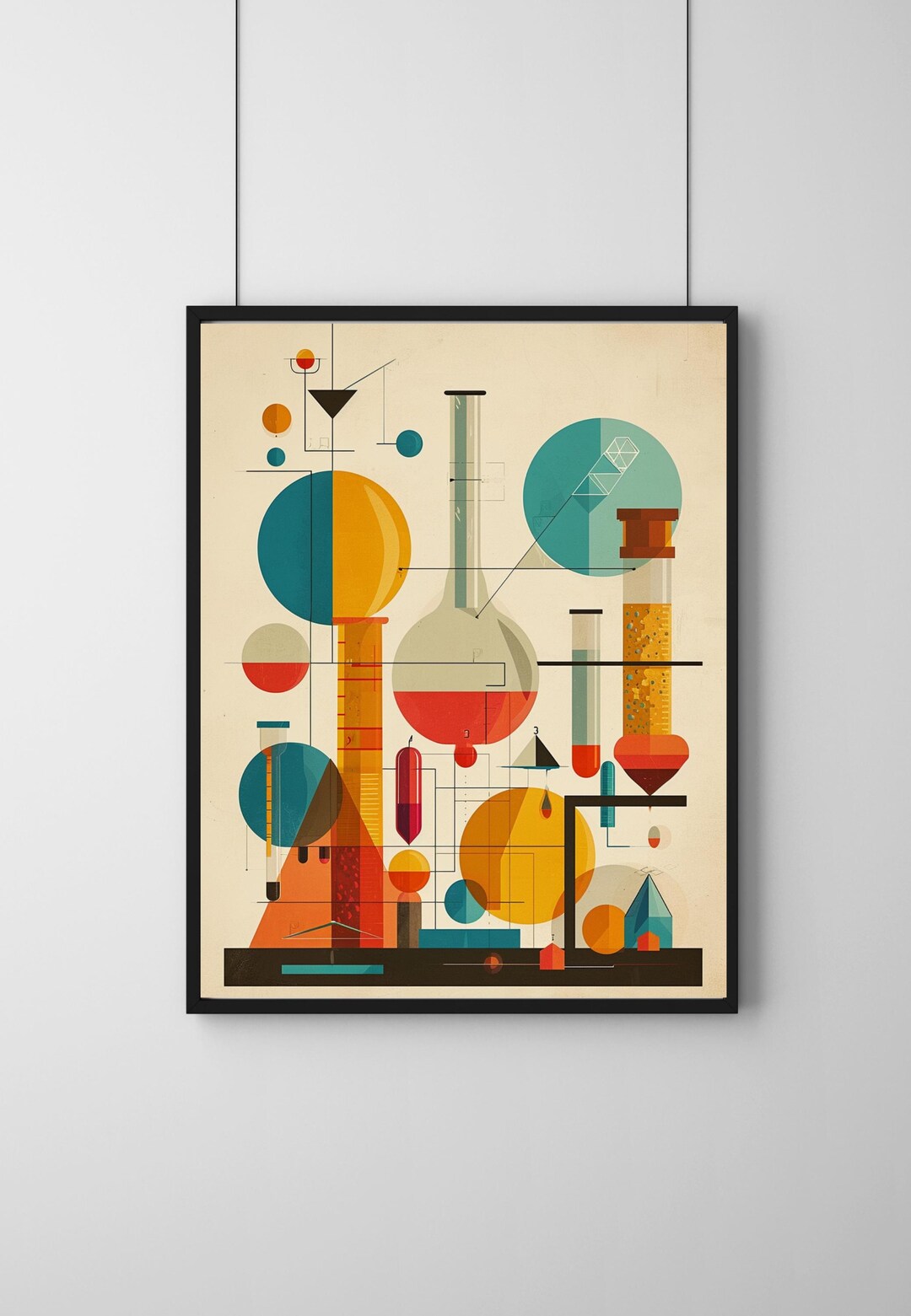 Retro 50s Style Chemistry Art: Ai-generated Geometric Poster With ...