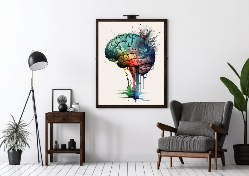 Exquisite Watercolor Human Brain Poster - Artistic Neuroscience Digital ...