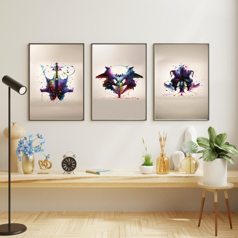 Rorschach Test Poster Set: 10 Colorful Ai-generated Representation of ...