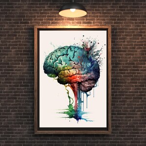 Exquisite Watercolor Human Brain Poster - Artistic Neuroscience Digital ...