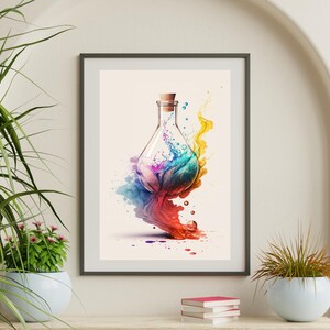Artistic Chemistry Tube Watercolor Splash Poster - Creative Digital Art ...