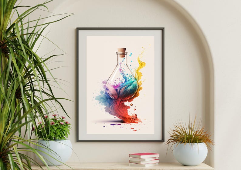 Artistic Chemistry Tube Watercolor Splash Poster - Creative Digital Art ...