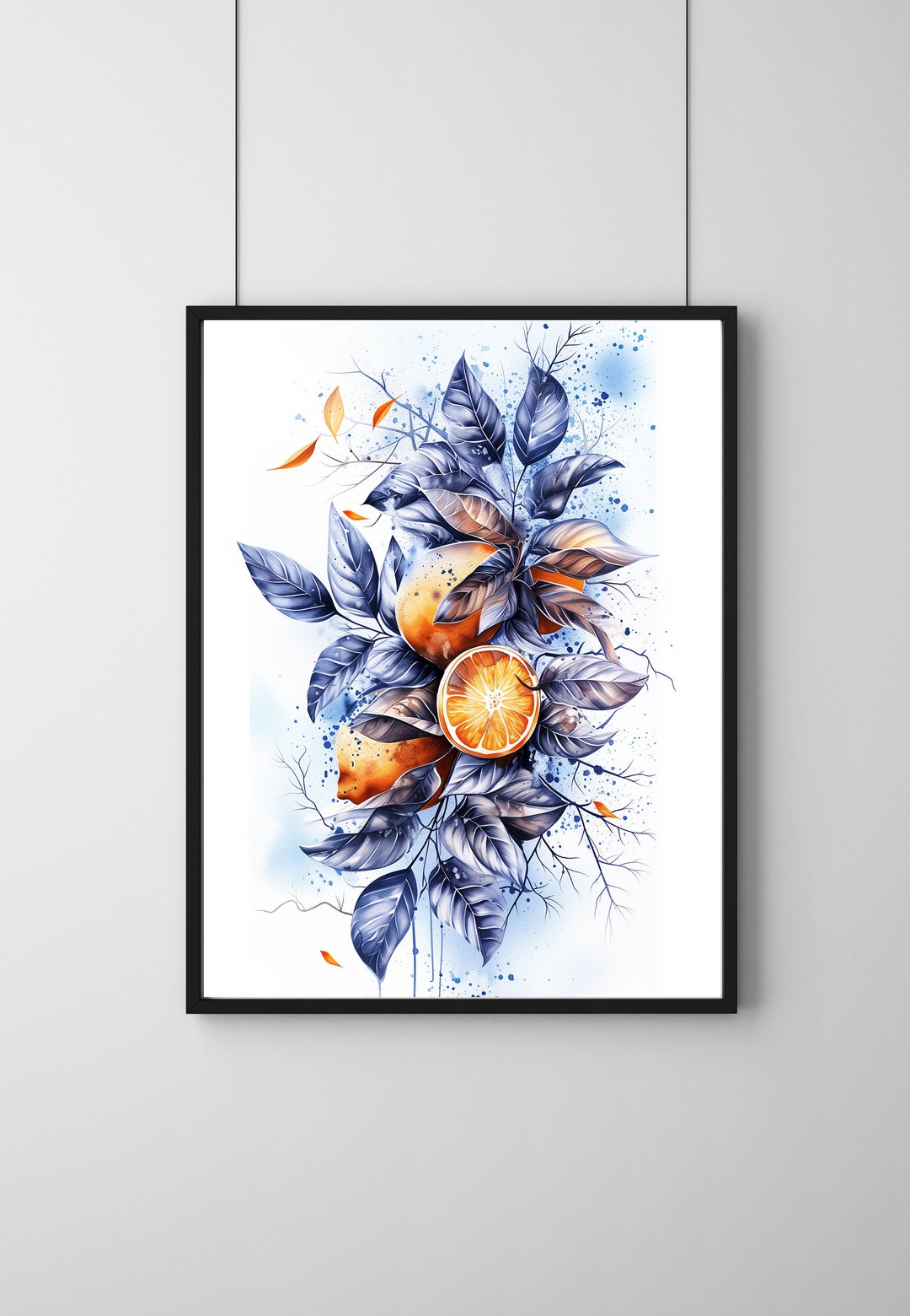 Hyperrealistic Lemon Fantasy Art Print | Blue Watercolor Citrus ...