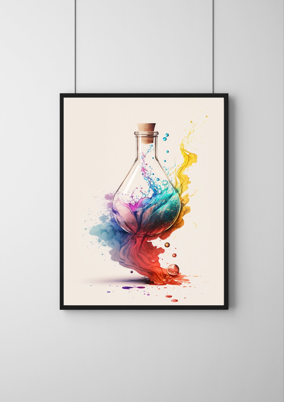 Artistic Chemistry Tube Watercolor Splash Poster - Creative Digital Art ...