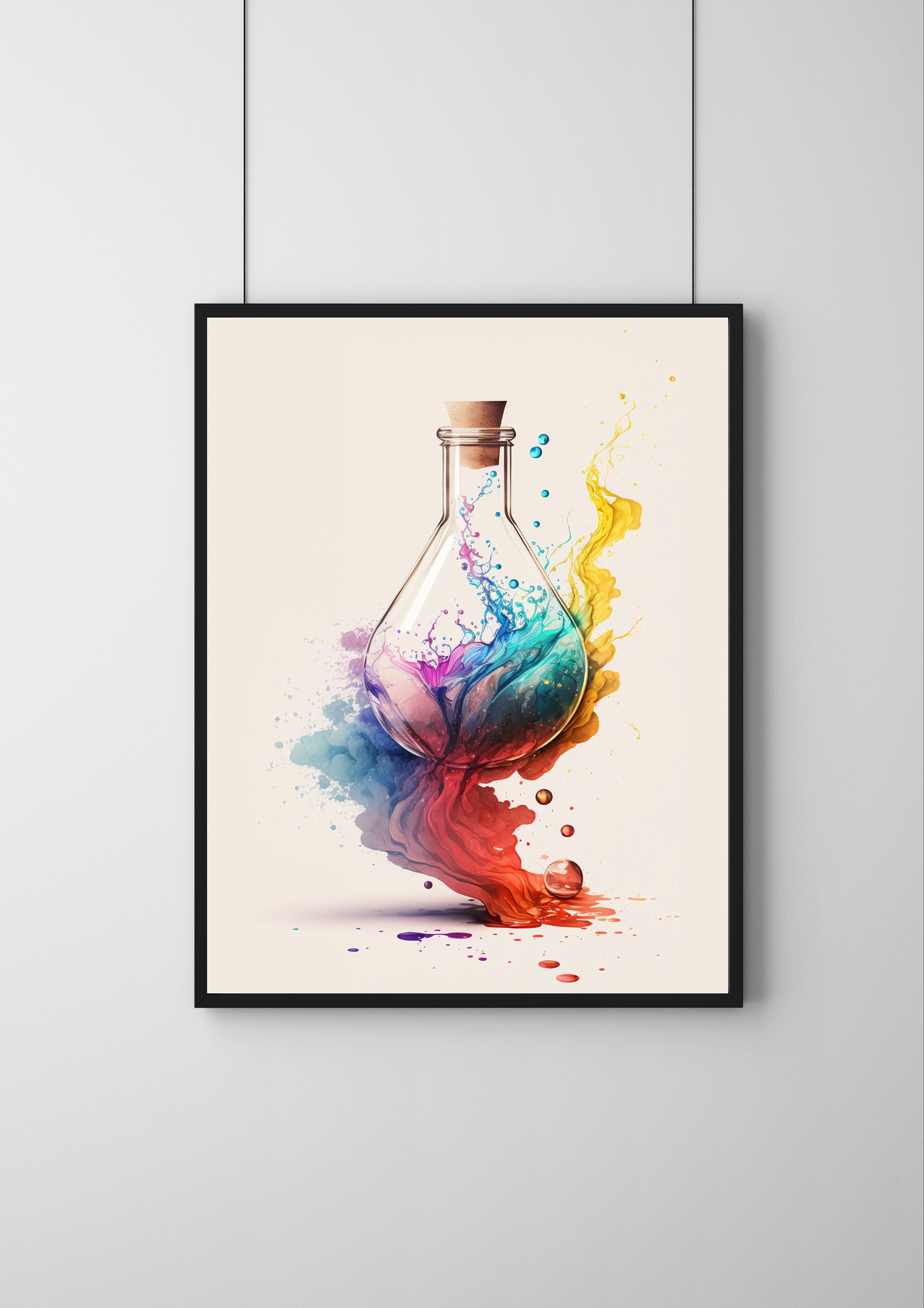 Artistic Chemistry Tube Watercolor Splash Poster - Creative Digital Art ...