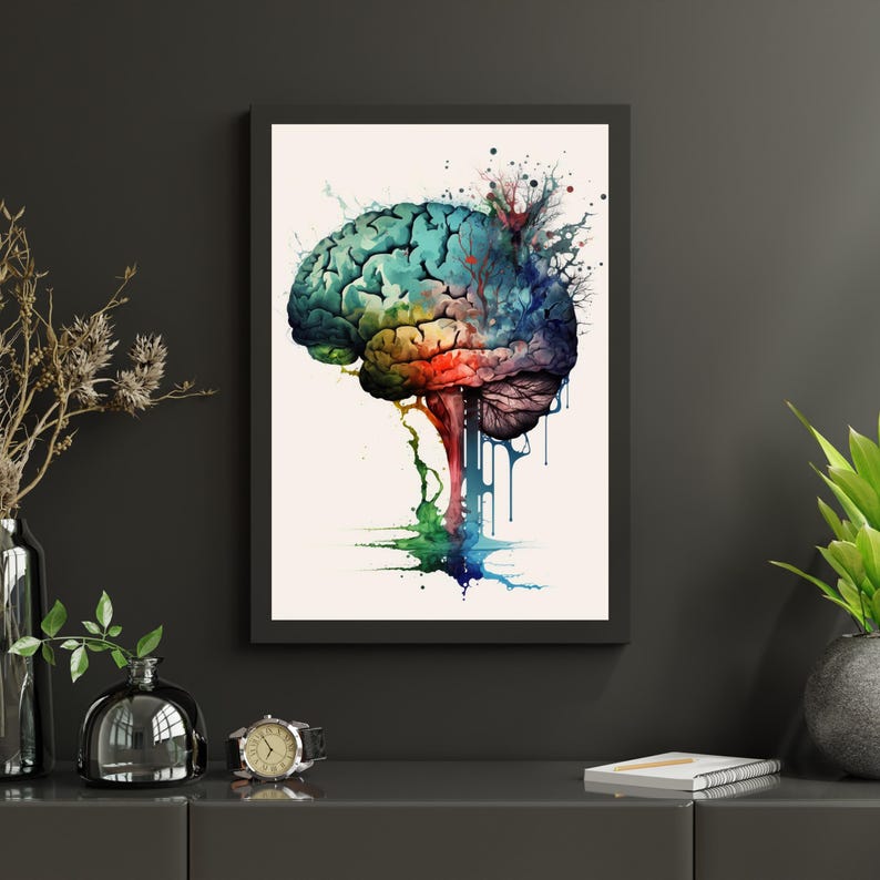 Exquisite Watercolor Human Brain Poster - Artistic Neuroscience Digital ...