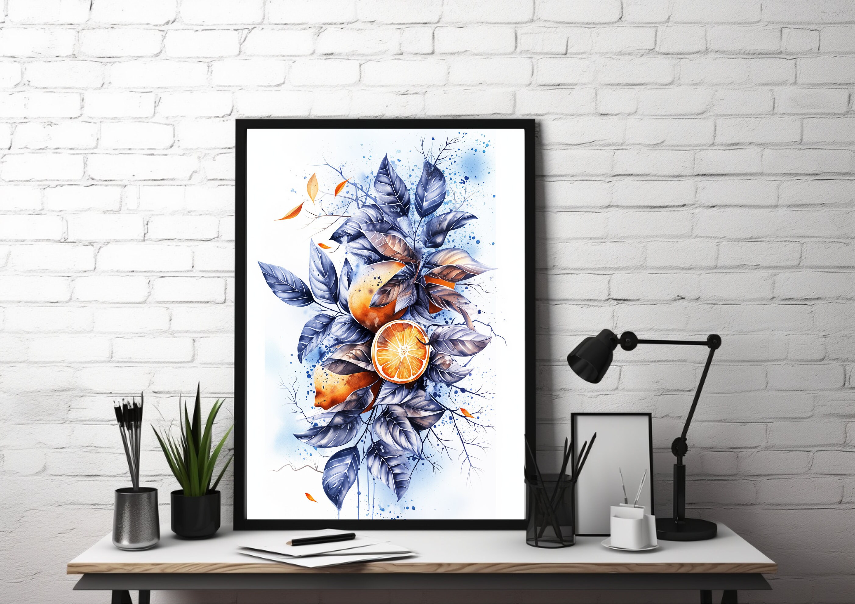 Hyperrealistic Lemon Fantasy Art Print | Blue Watercolor Citrus ...