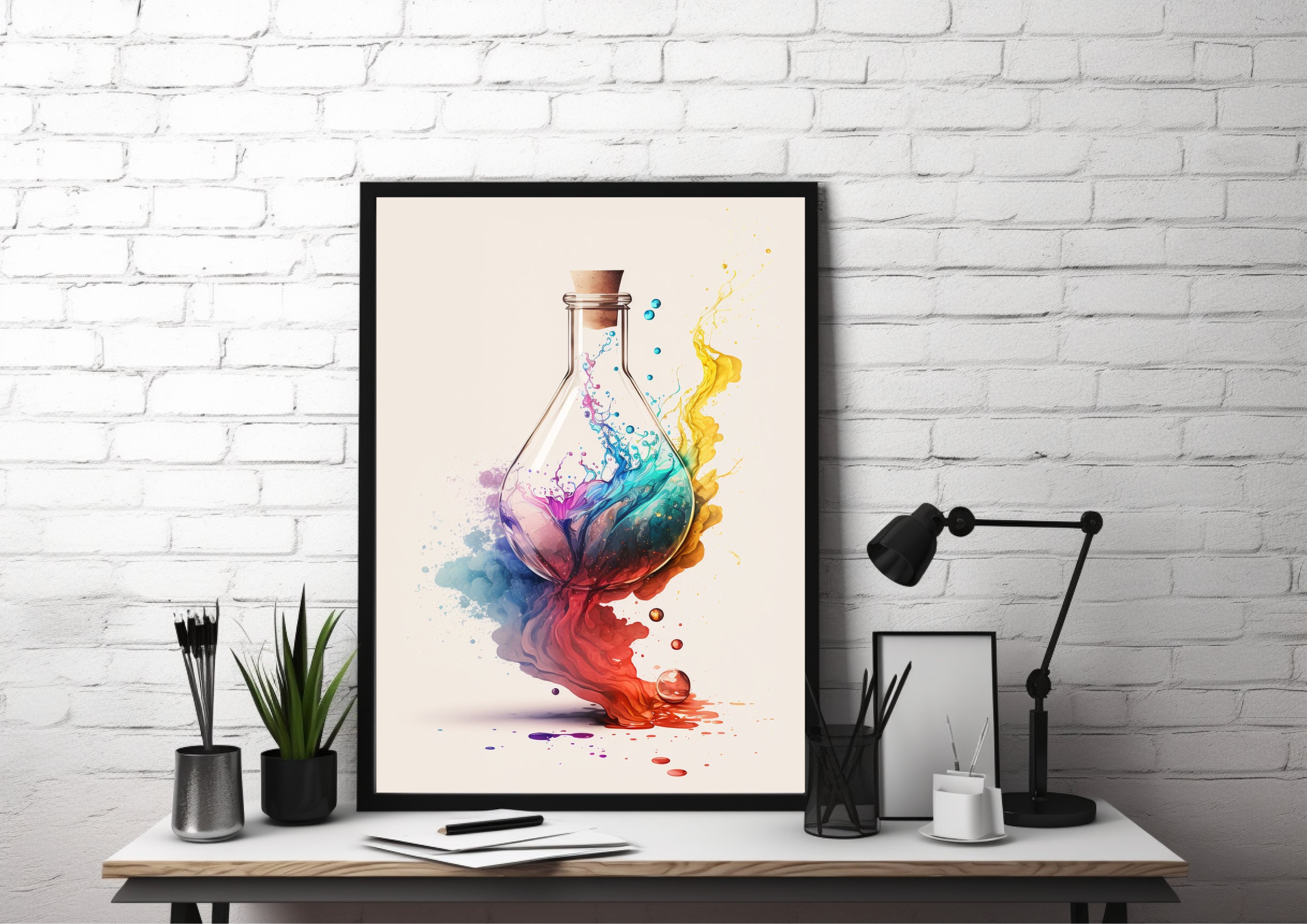 Artistic Chemistry Tube Watercolor Splash Poster - Creative Digital Art ...
