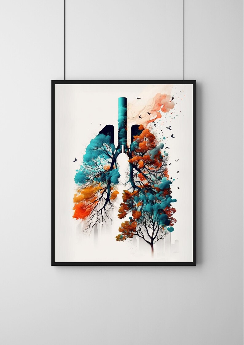 Unique Human Lungs Watercolor Poster - Artistic Human Lungs & Tree ...