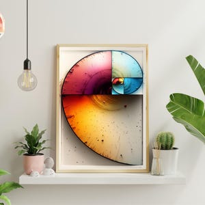 Golden Ratio Sign Art Print, AI Generated Abstract Wall Decor, Colorful ...