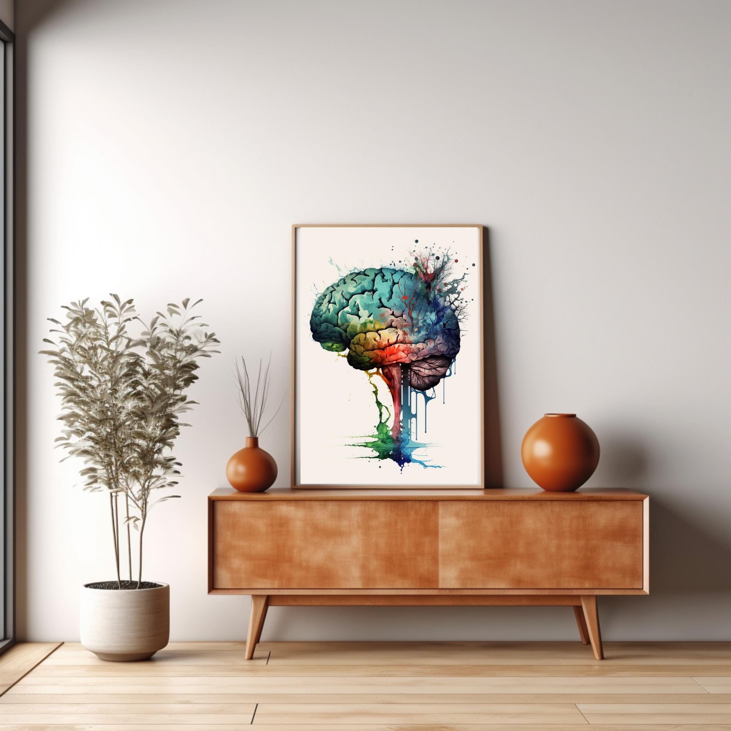 Exquisite Watercolor Human Brain Poster - Artistic Neuroscience Digital ...