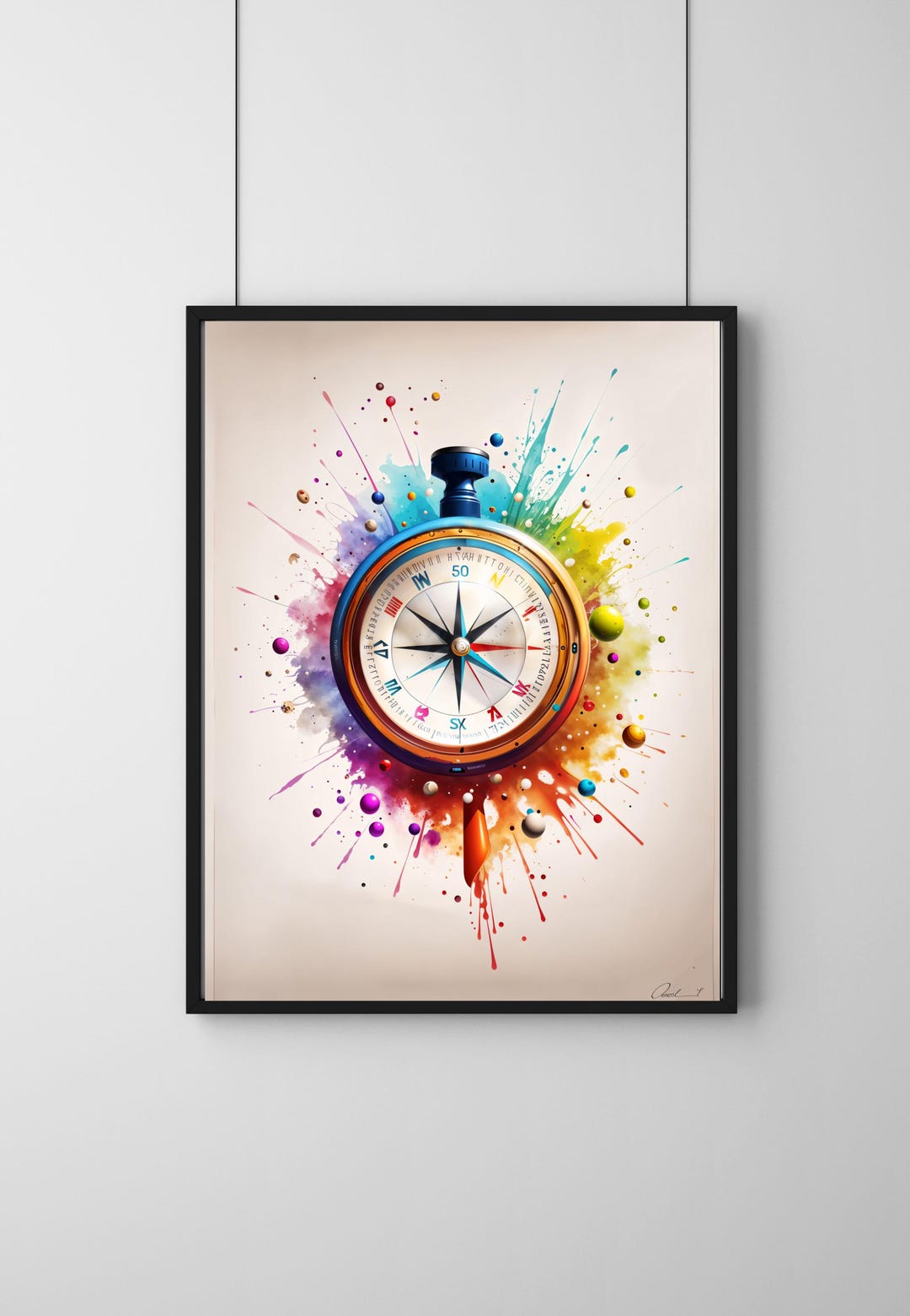 Artistic Compass Wall Art - Vibrant Watercolor Design for Your Space ...
