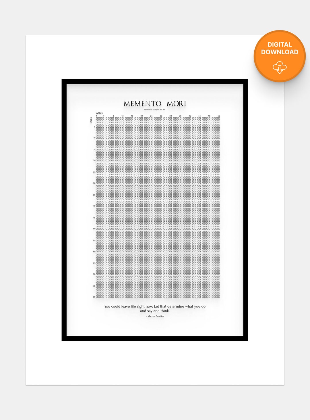 Memento Mori: Calendario de 80 años de vida en semanas (con instrucciones de impresión FÁCILES ...