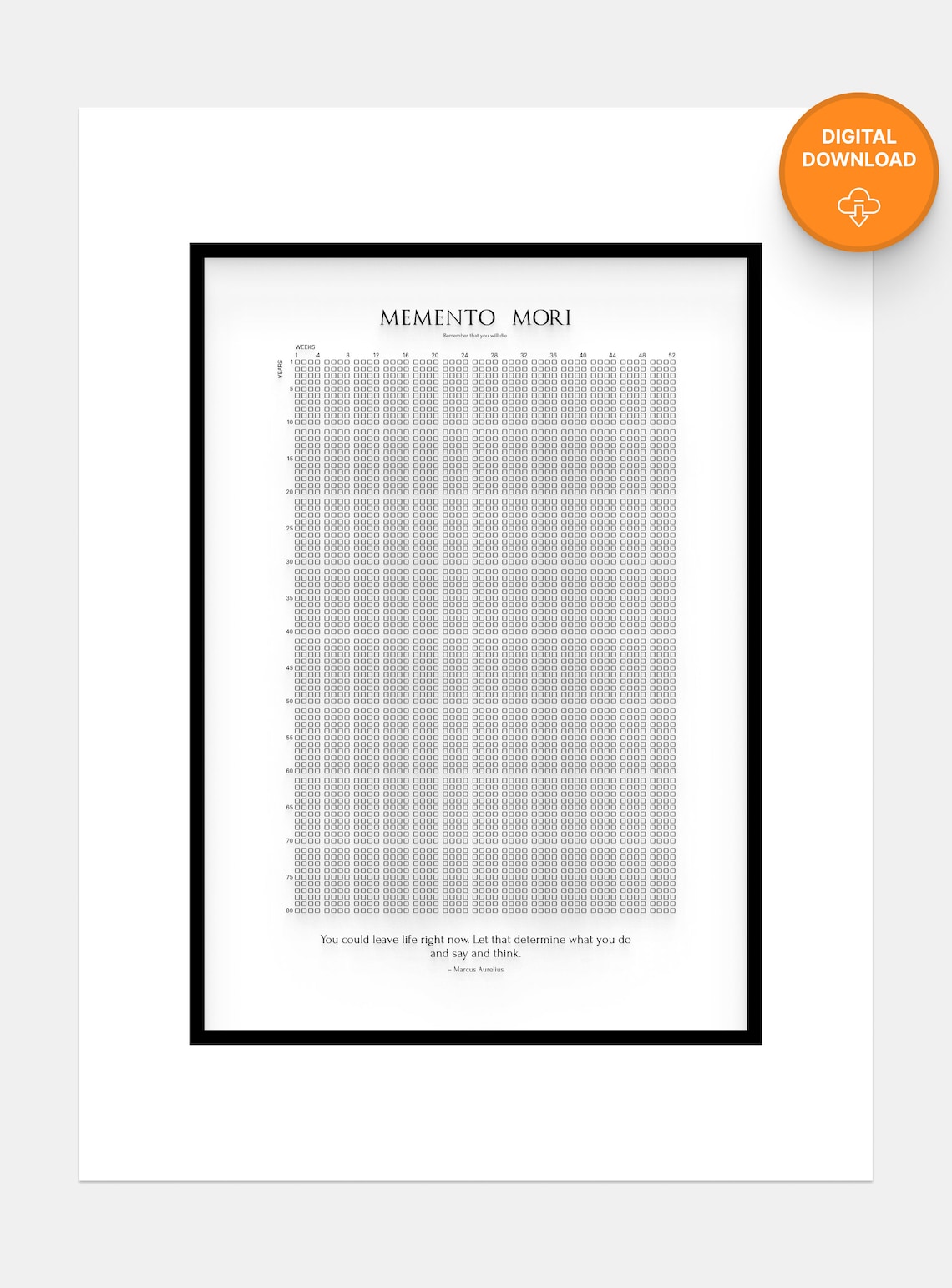 Memento Mori: 80 Years of Life in Weeks Calendar (with EASY Print ...