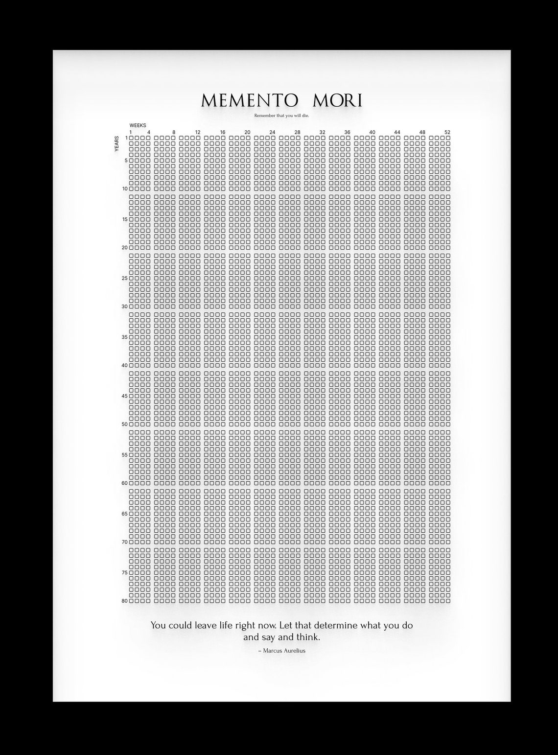 Memento Mori: 80 Years of Life in Weeks Calendar (with EASY Print ...