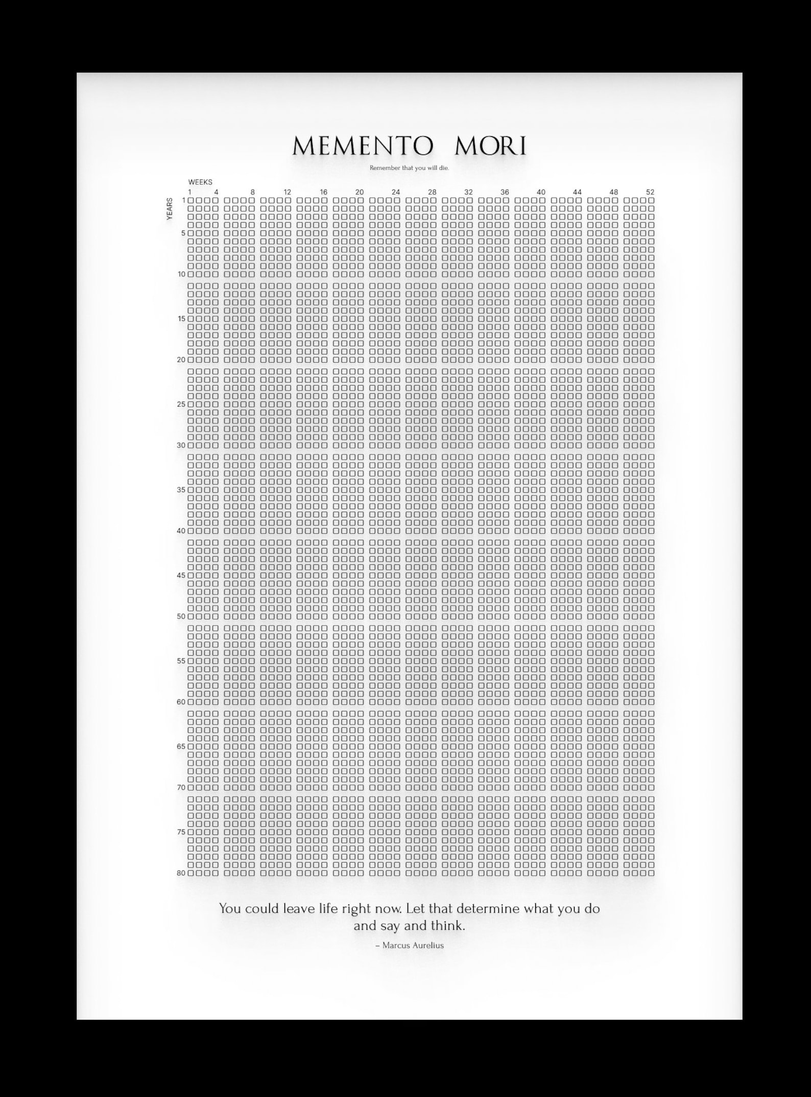 Memento Mori: 80 Years of Life in Weeks Calendar (with EASY Print ...