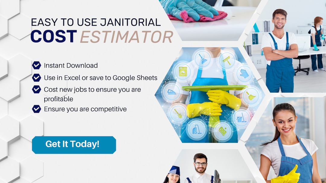 Professional Easy to Use Janitorial Cost Estimator Template Digital Download Commercial ...