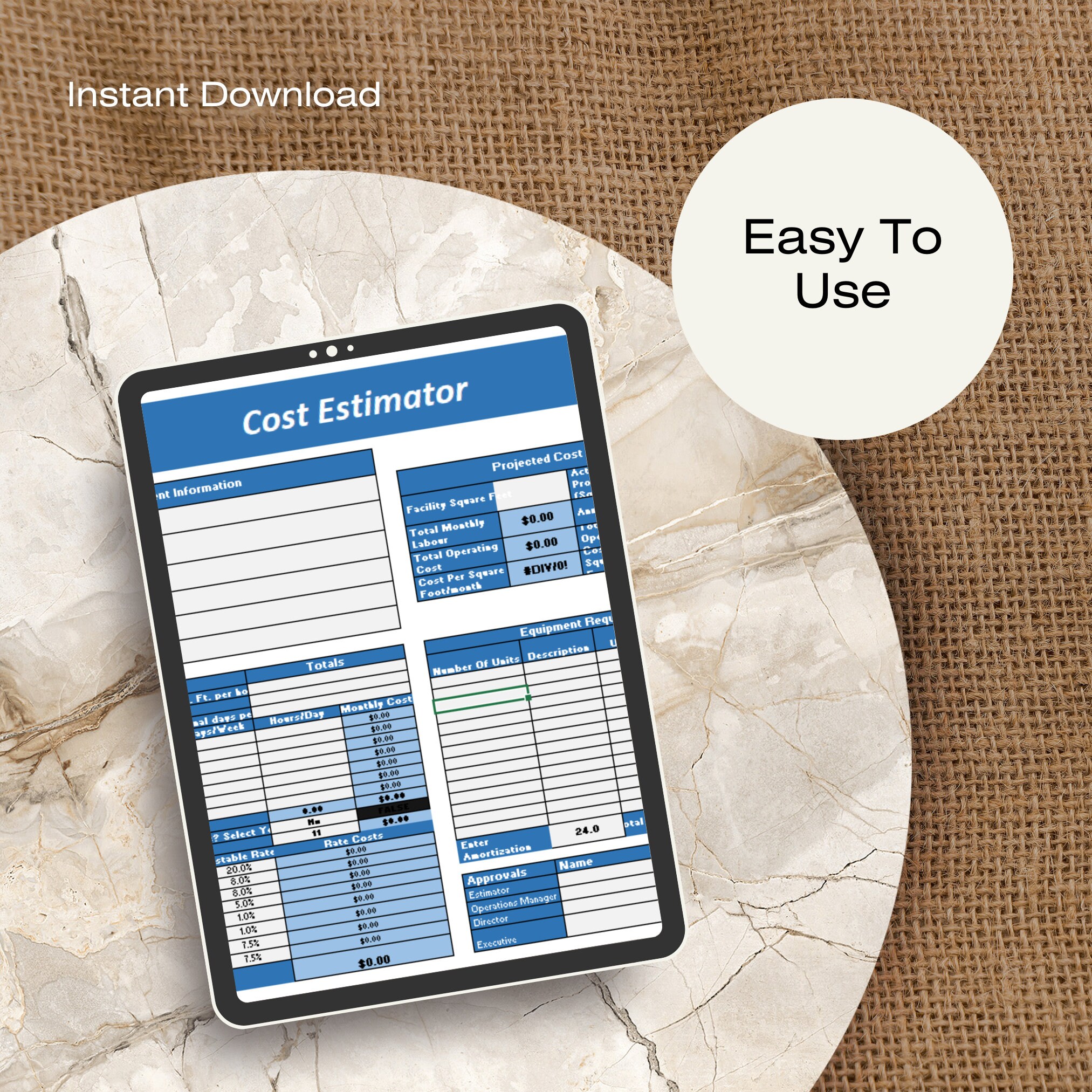 Professional Easy to Use Janitorial Cost Estimator Template Digital Download Commercial ...
